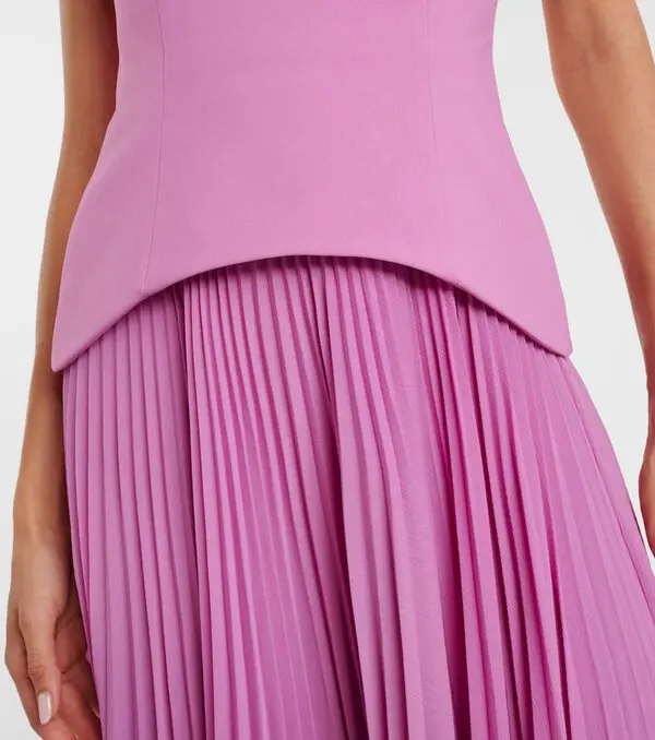 Solace London Britt Pleated Strapless Gown