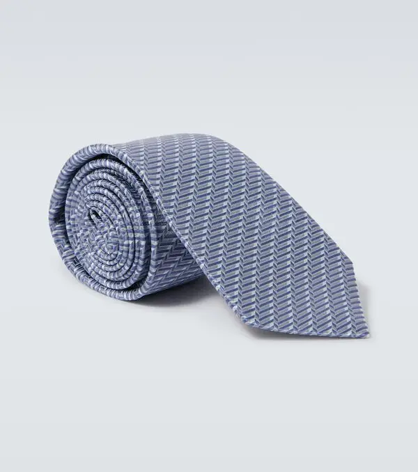 Giorgio Armani Jacquard Silk Neck Tie - Blue