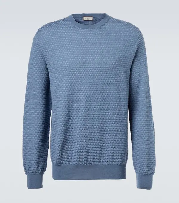 Canali Wool Crewneck Sweater - Blue