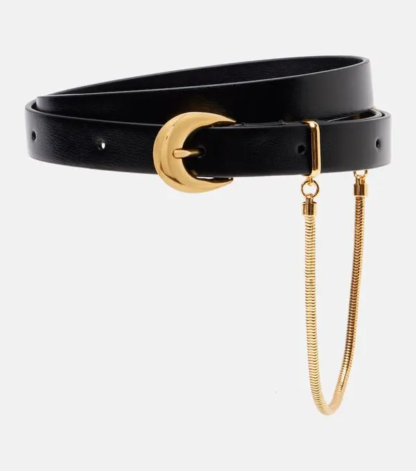 JIL SANDER Curve Chain-detail Leather Belt - Black