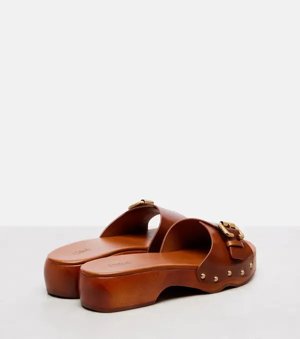 Chloé Jeannette Leather Mules - Brown