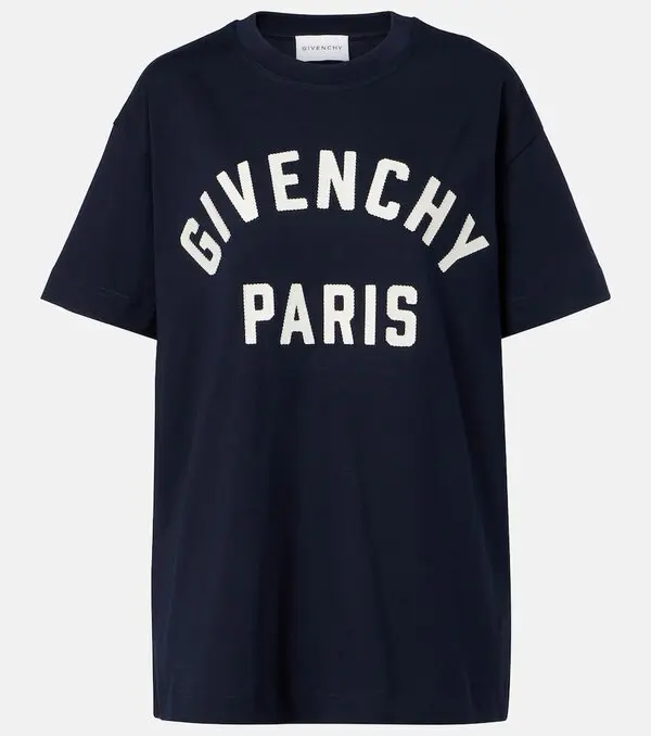 Givenchy Paris Logo Cotton T-shirt - Blue