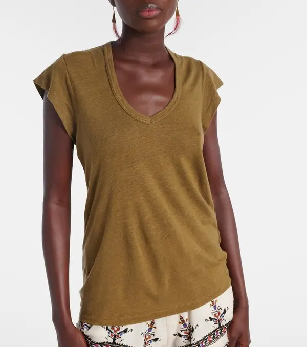 MARANT ETOILE Linen T-shirt - Green