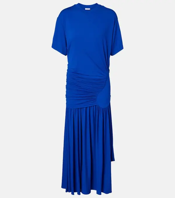 FERRAGAMO Draped Jersey T-shirt Dress - Blue