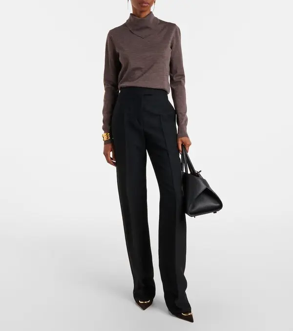 FERRAGAMO High-rise Faille Straight Pants