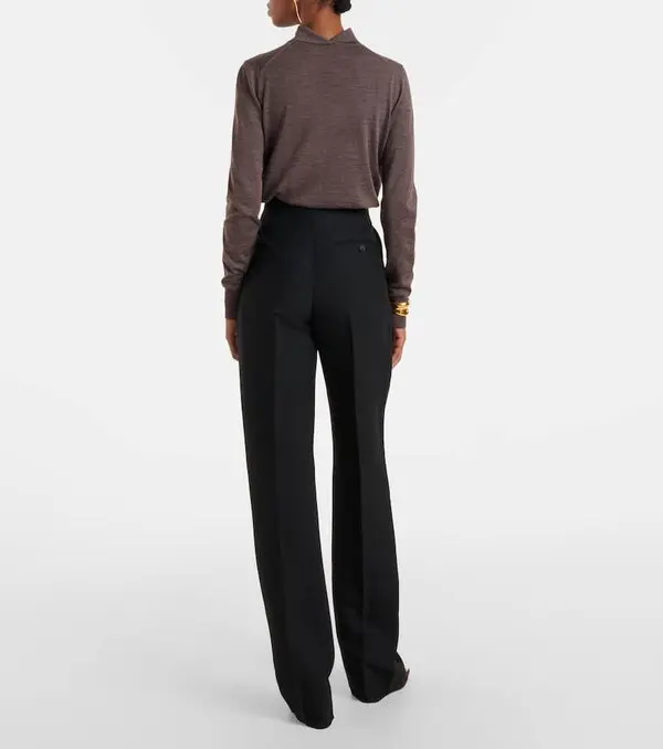 FERRAGAMO High-rise Faille Straight Pants