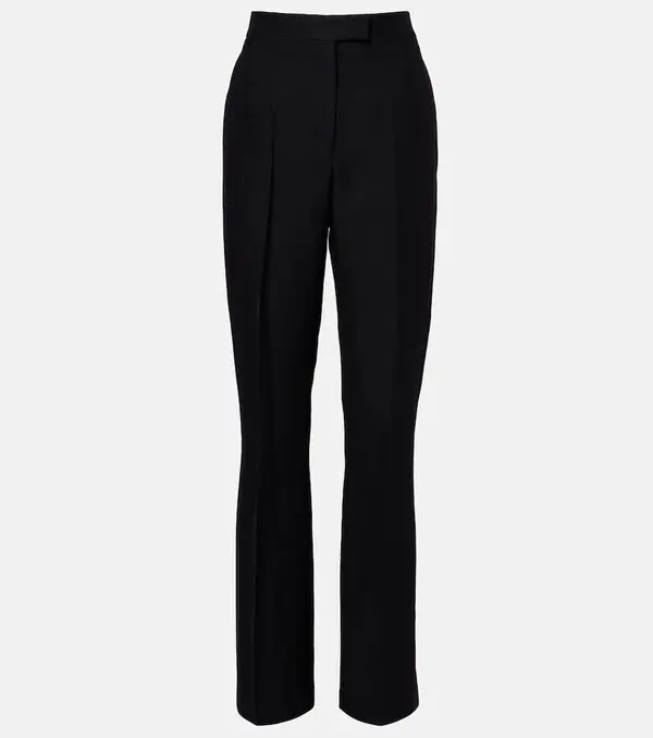 FERRAGAMO High-rise Faille Straight Pants - Black