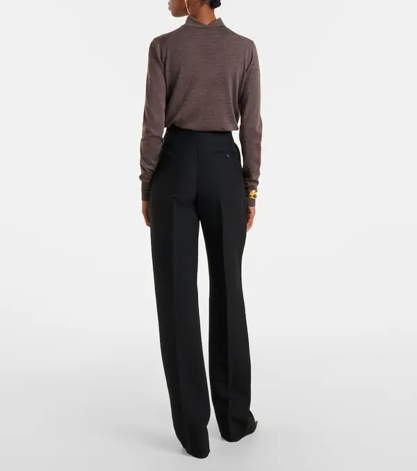 FERRAGAMO High-rise Faille Straight Pants