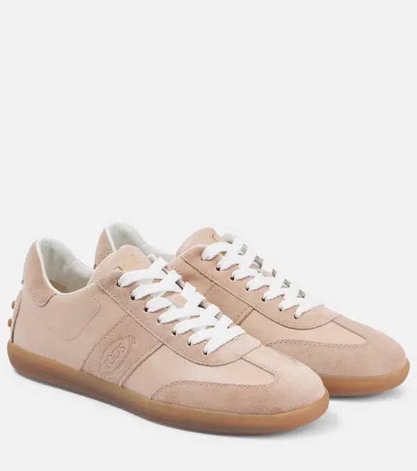 TOD'S Tabs Leather And Suede Sneakers - Beige
