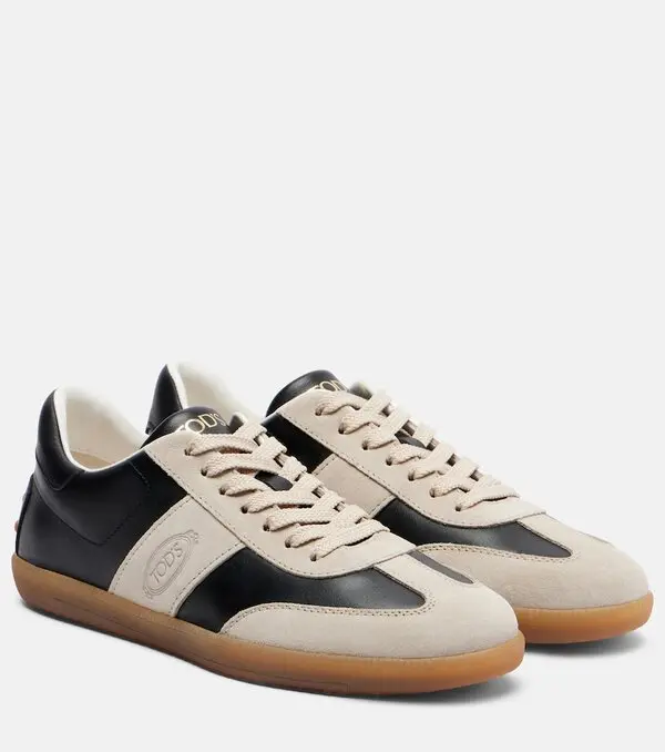 TOD'S Leather And Suede Lace-up Sneakers - Black