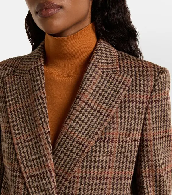 Max Mara Guelfo Checked Wool And Cotton Blazer - Brown