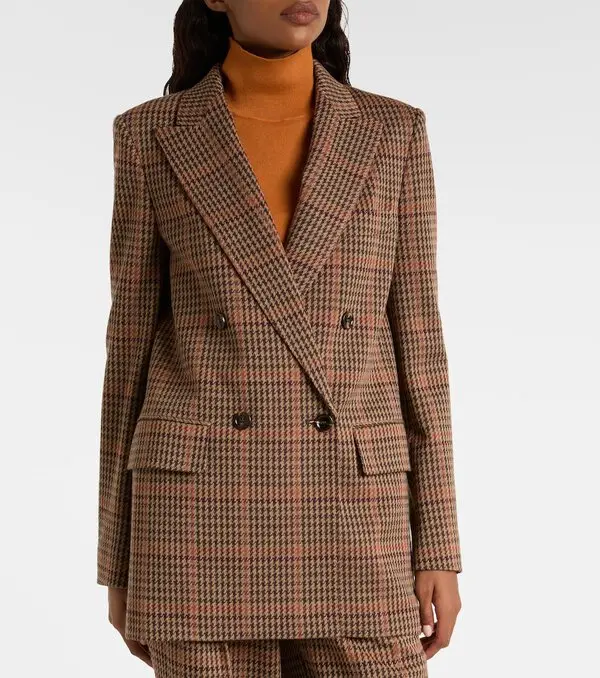 Max Mara Guelfo Checked Wool And Cotton Blazer - Brown