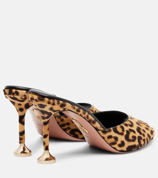 AQUAZZURA Bisous 85 Leopard-print Mules
