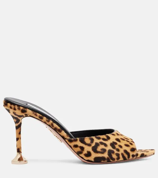 AQUAZZURA Bisous 85 Leopard-print Mules