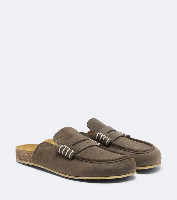 JW Anderson Stitch Suede Mules - Grey