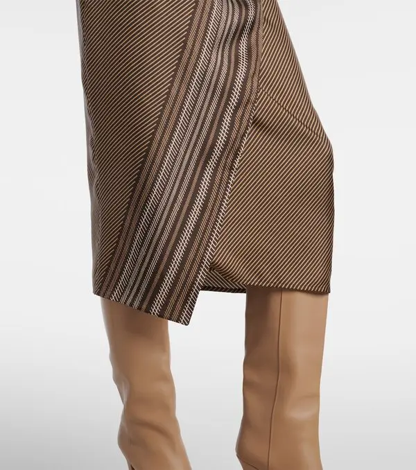 Max Mara Edro Striped Silk Wrap Skirt
