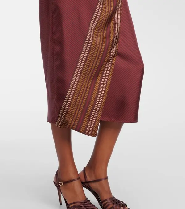 Max Mara Edro Striped Silk Wrap Skirt