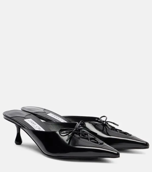 JIMMY CHOO Scarlett 50 Leather Mules - Black
