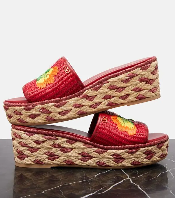 Valentino Garavani Bribri Raffia Espadrille Wedges