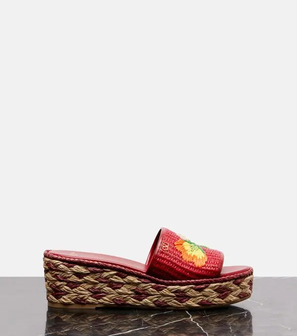 Valentino Garavani Bribri Raffia Espadrille Wedges