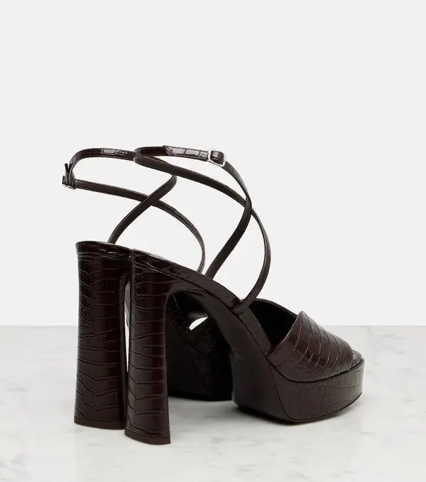JIMMY CHOO Karli 125 Croc-effect Platform Sandals - Brown