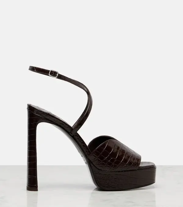 JIMMY CHOO Karli 125 Croc-effect Platform Sandals - Brown