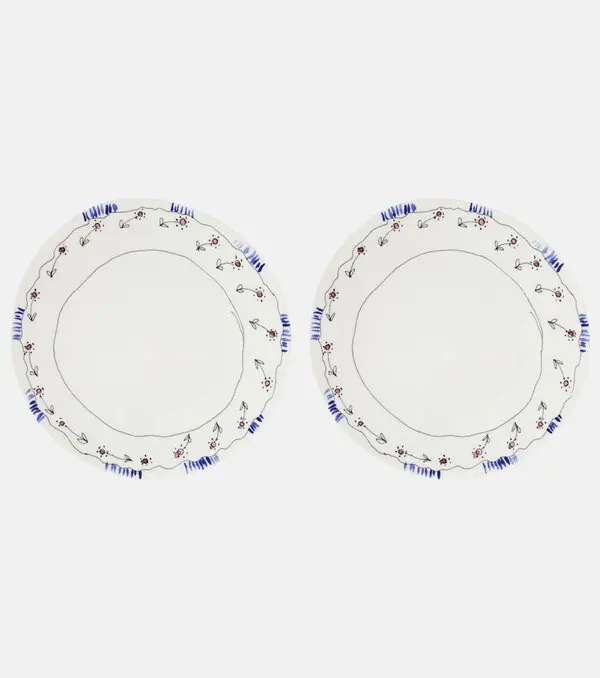 SERAX Midnight Flowers Anemone Milk Set Of 2 Dinner Plates Marni - Multicoloured