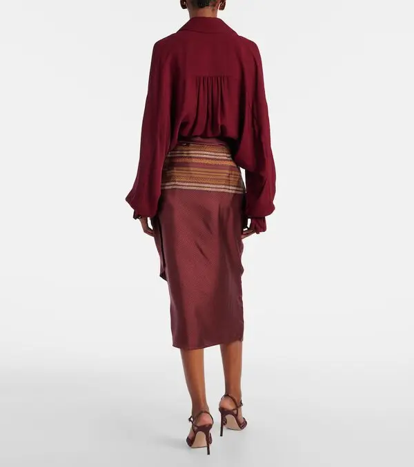 Max Mara Edro Striped Silk Wrap Skirt