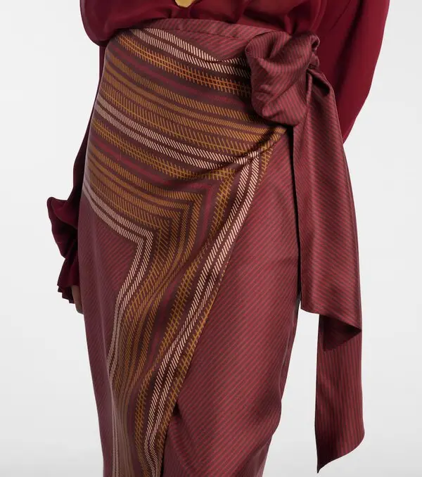Max Mara Edro Striped Silk Wrap Skirt