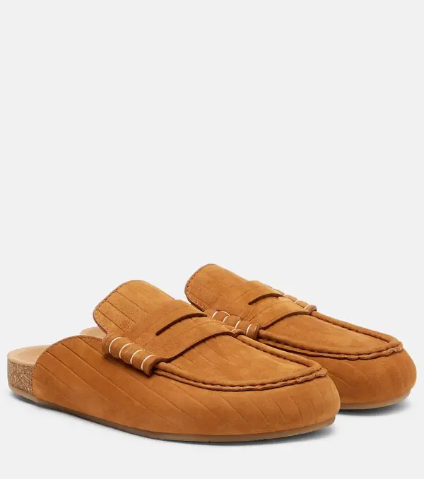 JW Anderson Stitch Suede Mules - Brown