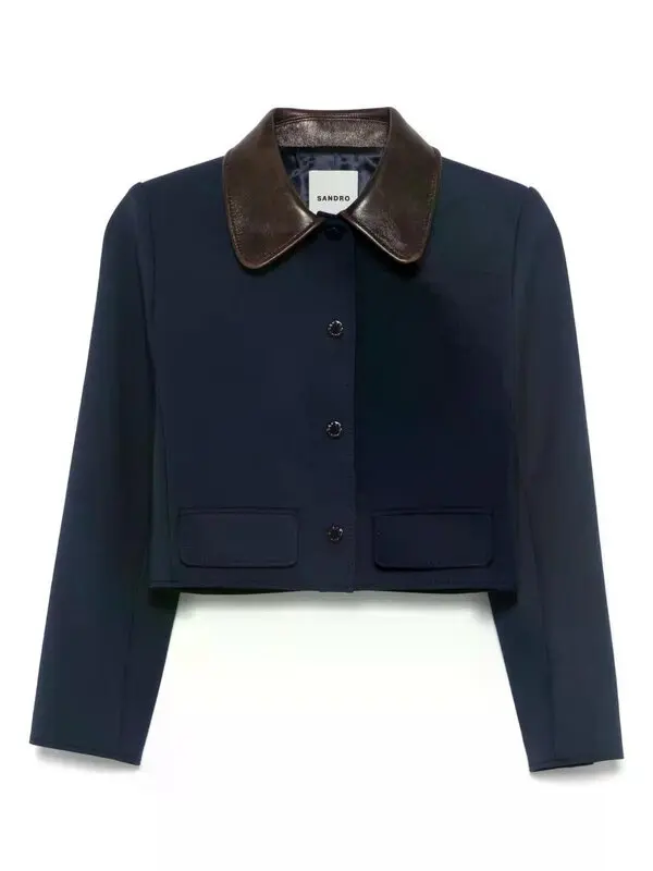 Sandro Cropped Jacket With Contrasting Collar