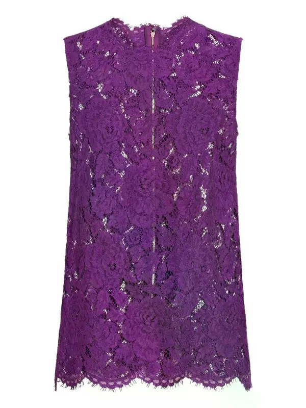 Dolce & Gabbana Cordonetto Floral Lace Top - Purple