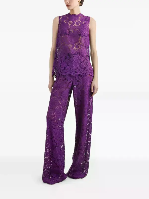 Dolce & Gabbana Cordonetto Floral Lace Top - Purple