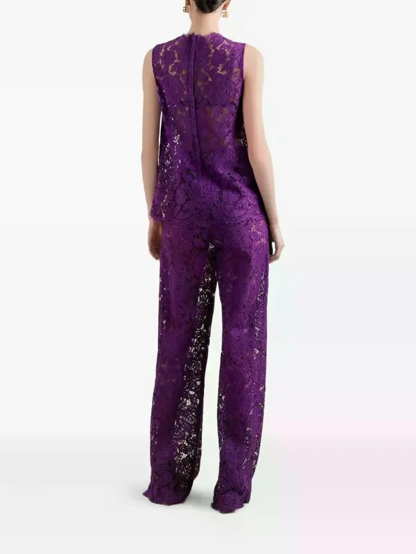 Dolce & Gabbana Cordonetto Floral Lace Top - Purple