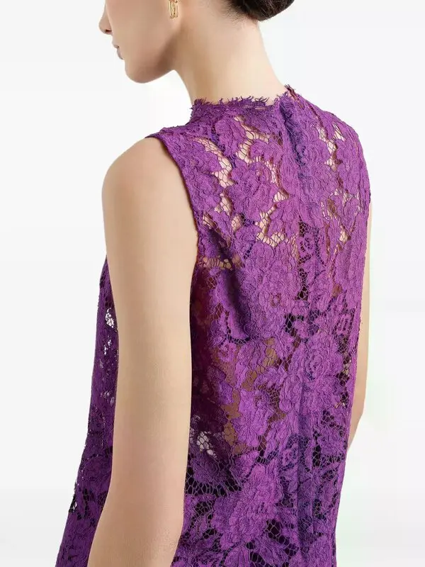 Dolce & Gabbana Cordonetto Floral Lace Top - Purple