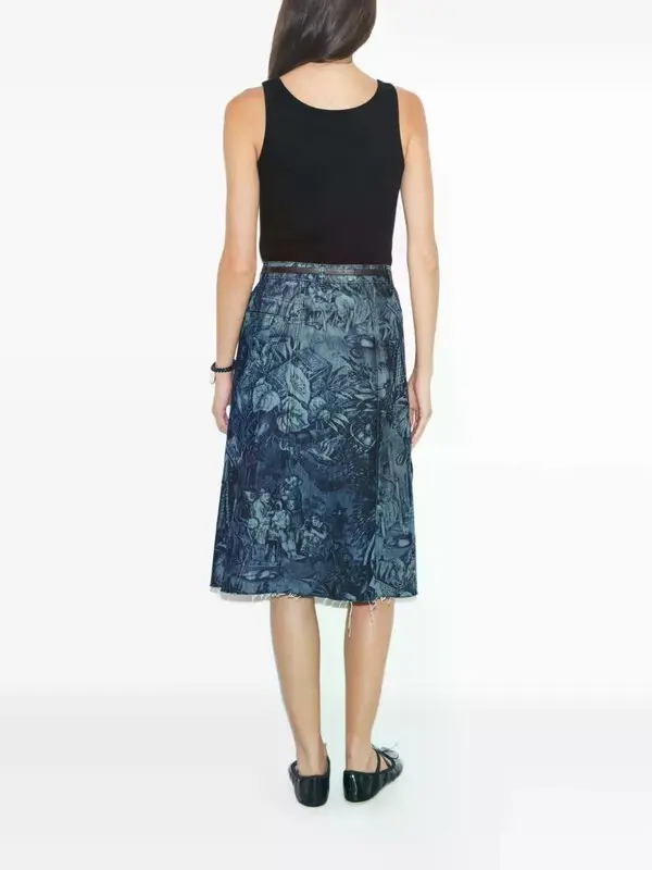 Tory Burch Printed Denim A-line Skirt