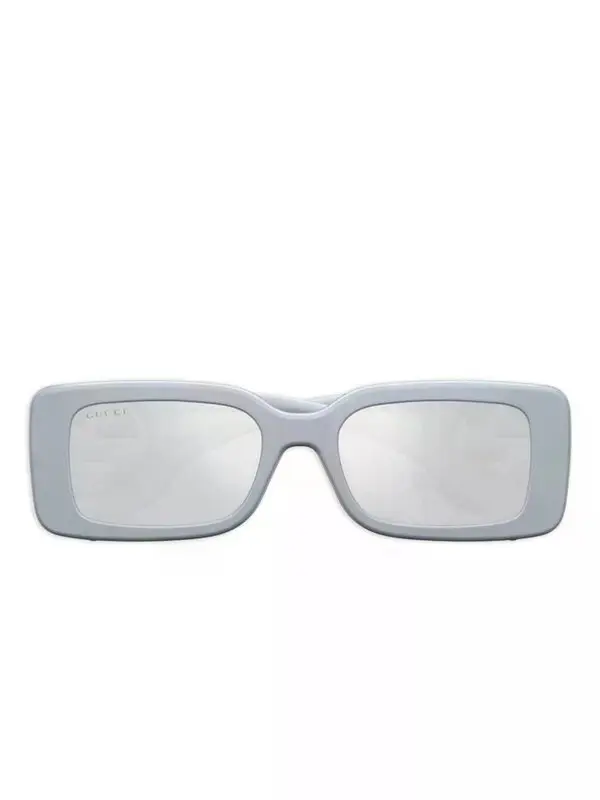Gucci Gg-logo Rectangle-frame Sunglasses - Grey