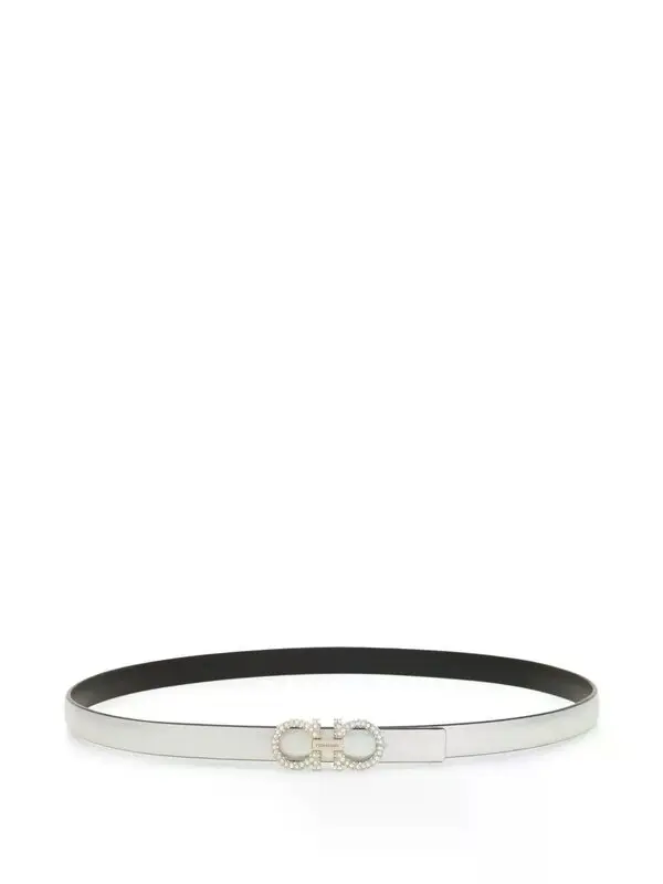 FERRAGAMO Reversible Adjustable Gancini Belt - Silver