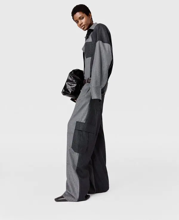 Stella McCartney Paneled Oversized Shirt - Ash Gray