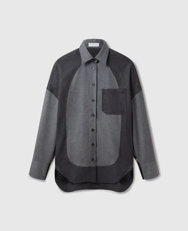 Stella McCartney Paneled Oversized Shirt - Ash Gray