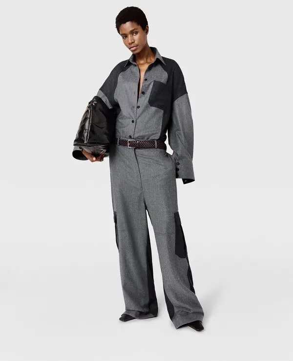 Stella McCartney Paneled Oversized Shirt - Ash Gray