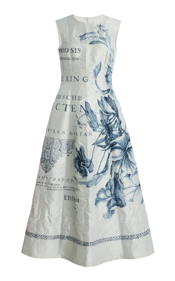 Erdem Floral-printed Midi Dress - Light Grey