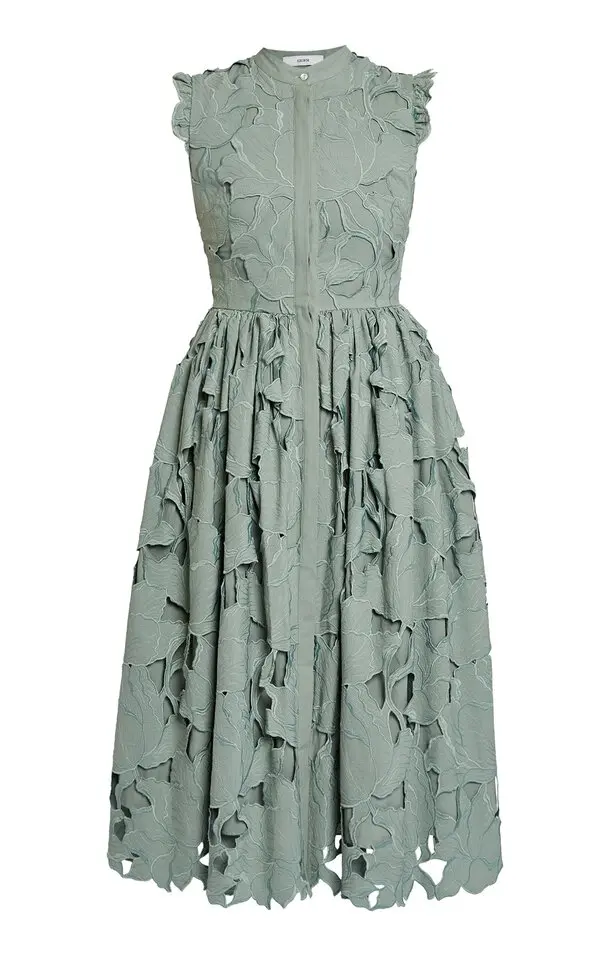Erdem Cutout Cotton-blend Midi Dress - Olive