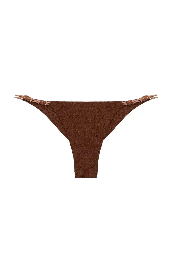 VIX PAULA HERMANNY Corsica Cheeky Beaded Bikini Bottom - Brown