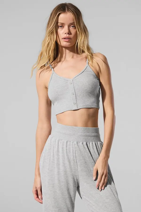 Alo Yoga Ribbed Delicate Lounge Tank Top - Athletic Heather Grey