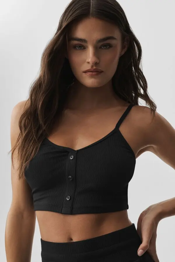 Alo Yoga Ribbed Delicate Lounge Tank Top - Black