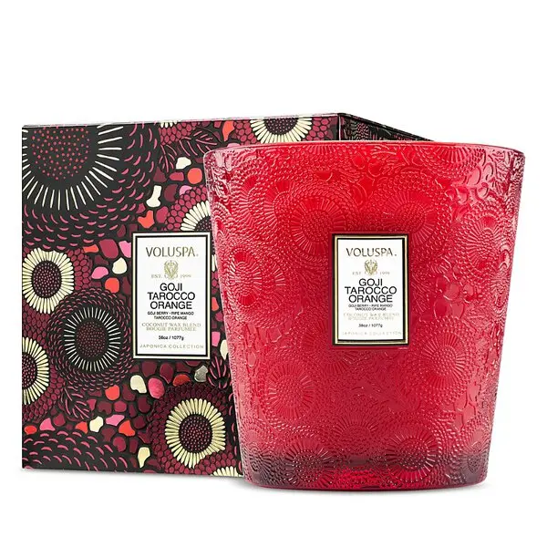 Voluspa Goji Tarocco Orange 3 Wick Hearth Candle - Red