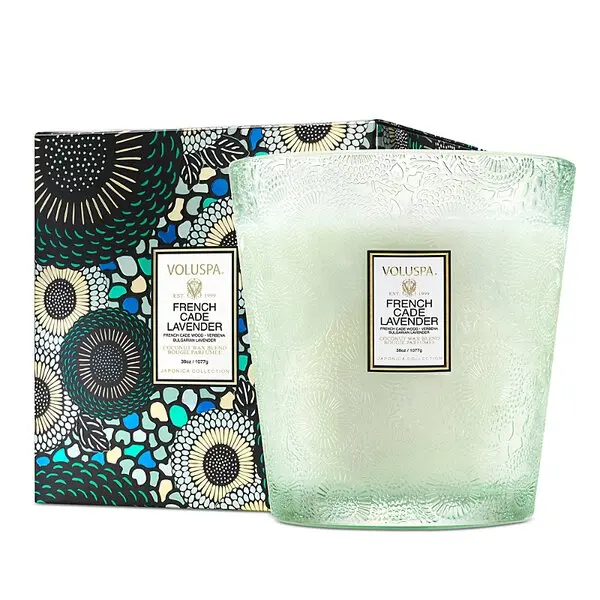 Voluspa French Cade Lavender 3 Wick Hearth Candle - Blue