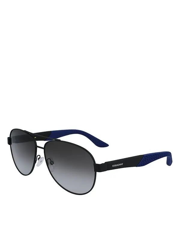 FERRAGAMO Aviator Sunglasses, 62mm - Matte Black