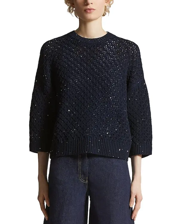 Peserico Sequin Embellished Three Quarter Sleeve Sweater